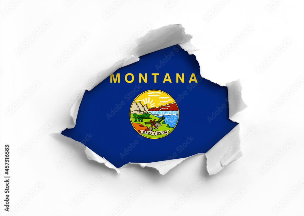 Flag of Montana underneath the ripped paper – realistic 3d rendering ...