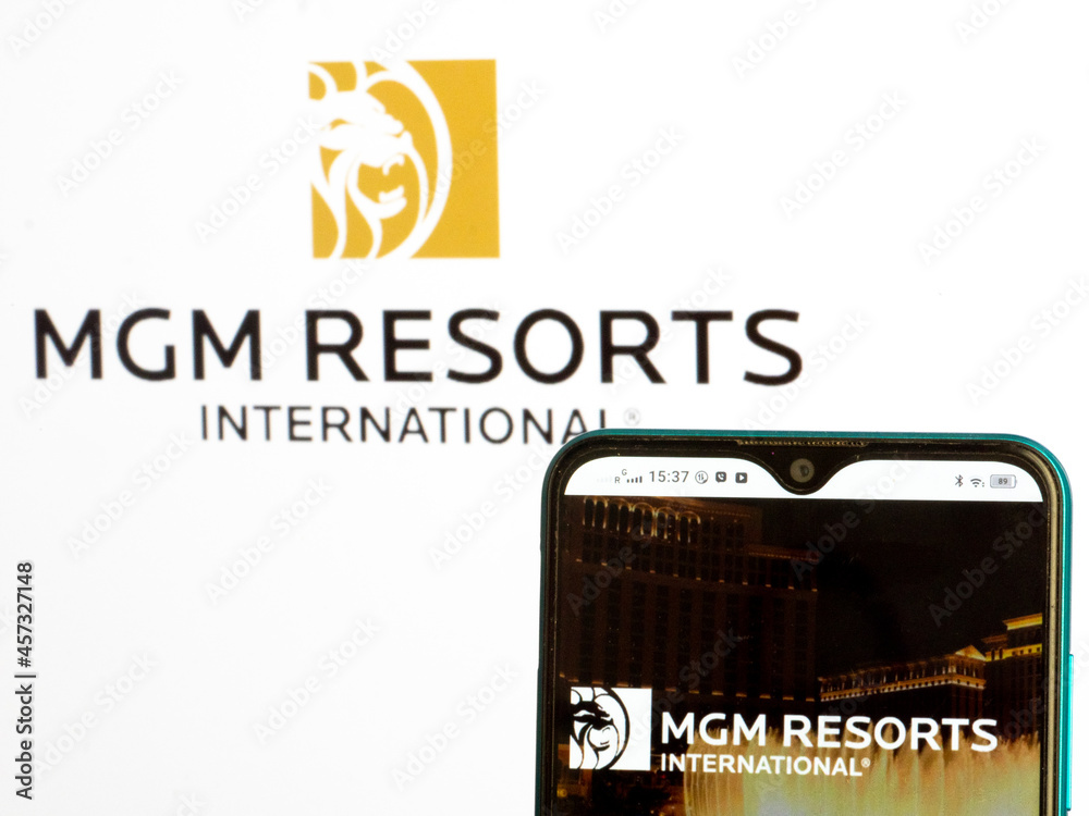 In this photo illustration MGM Resorts International logo seen ...