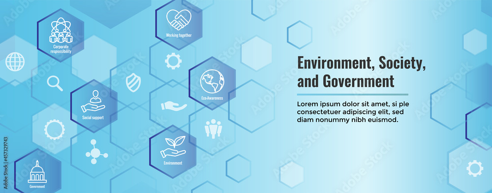 Environment and Social Government Icon Set and Web Header Banner for ...