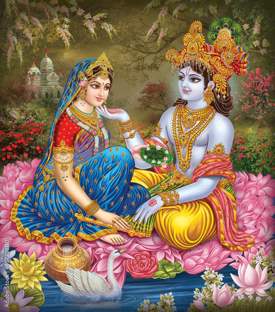 High-Resolution Indian God Radha Krishna Illustrations, Digital ...