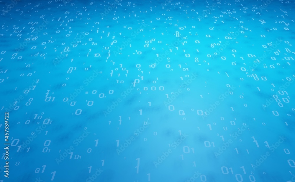 Blue background with blue numbers 0101. Digital technology. 3d render ...