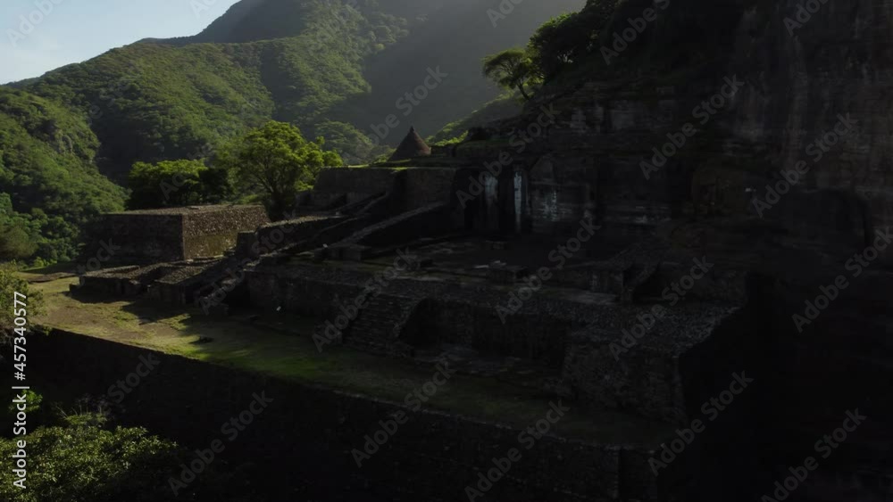 Front closeup of the jungle ruins of a former sanctuary for the elite ...