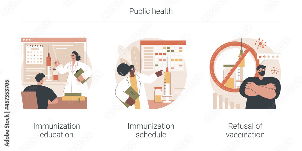 Public health abstract concept vector illustration set. Immunization ...