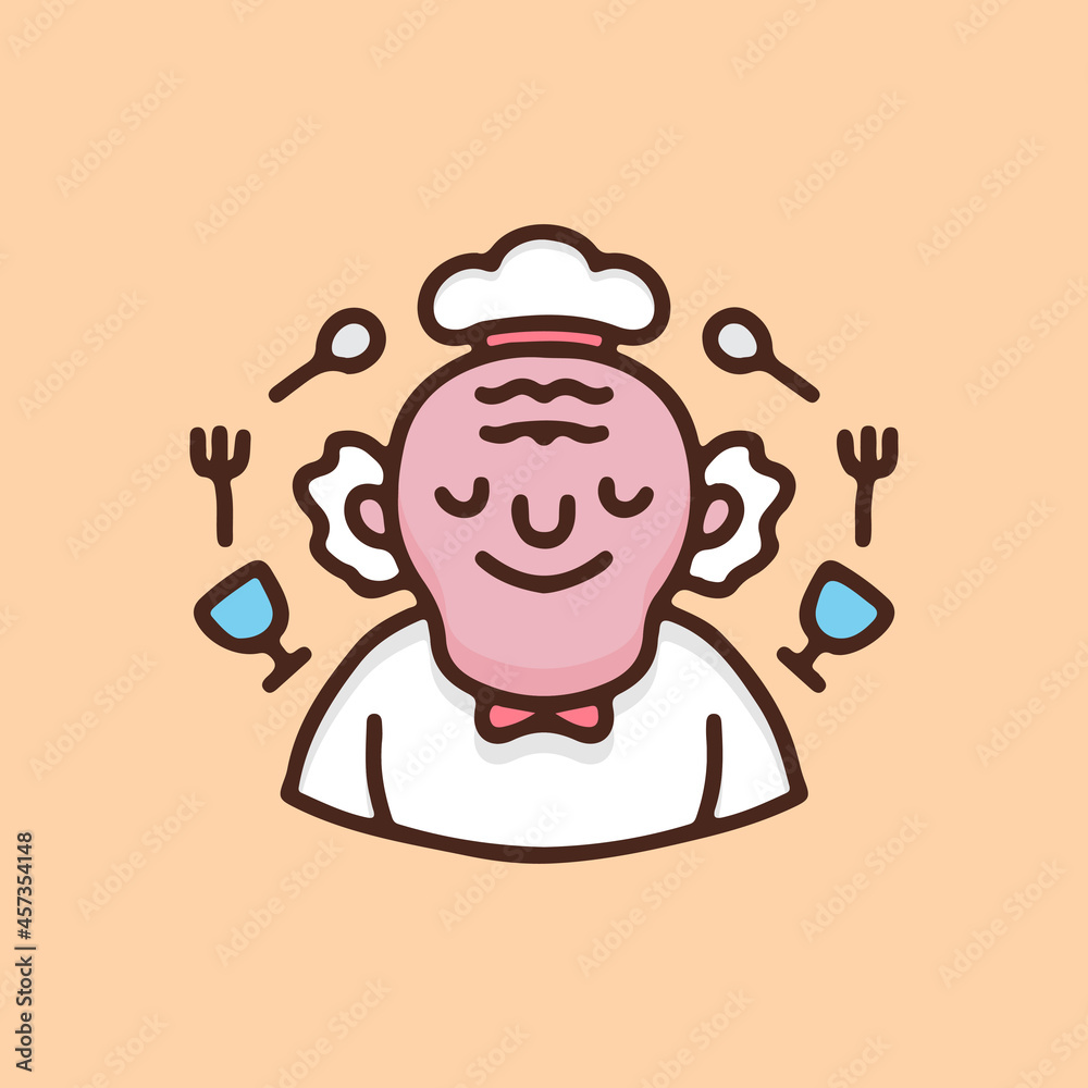 cute old man chef cartoon, illustration for stickers and t shirt. Stock ...