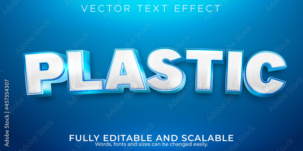 Cartoon plastic text effect, editable clean and white text style Stock ...