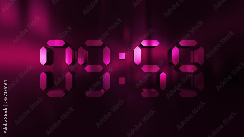 3D digital countdown counting 15 to 0 second on futuristic pink ...
