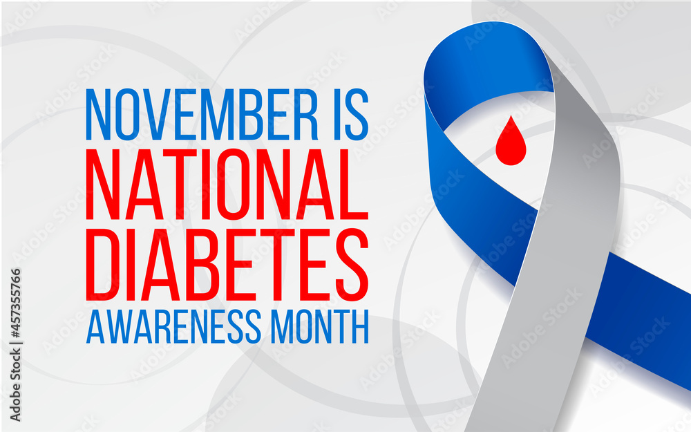 National Diabetes Awareness Month concept. Banner template with blue ...