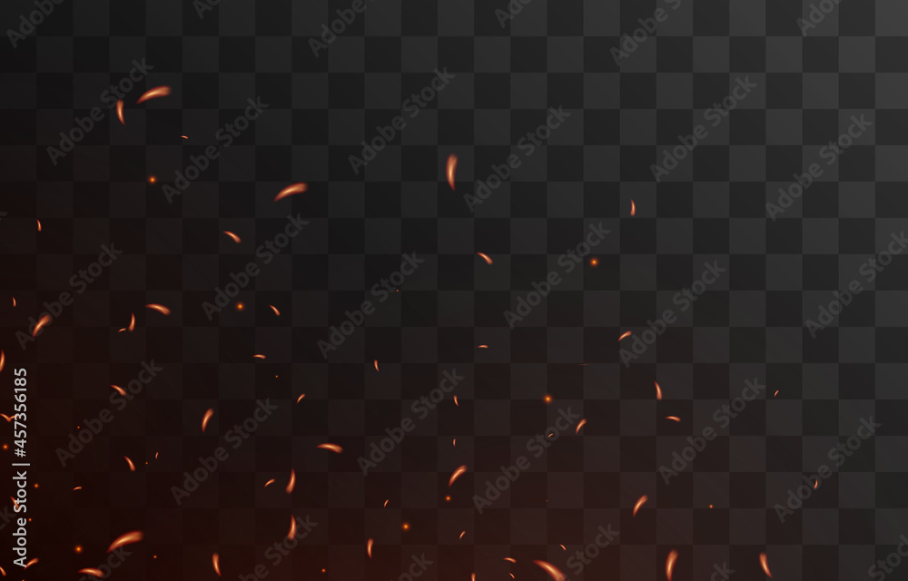 Vector fiery sparks on an isolated transparent background. Sparks png ...
