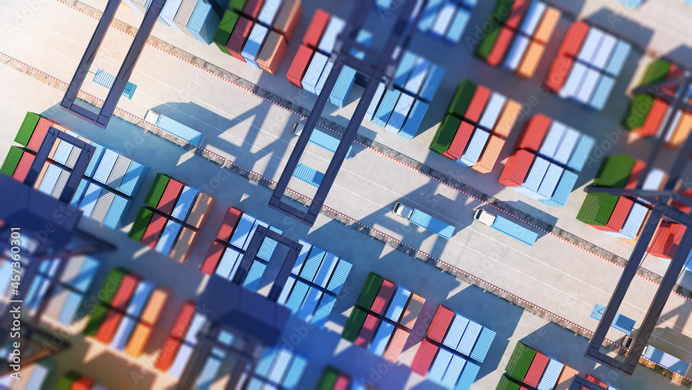 Container terminals in port and container shipping,large cargo port ...