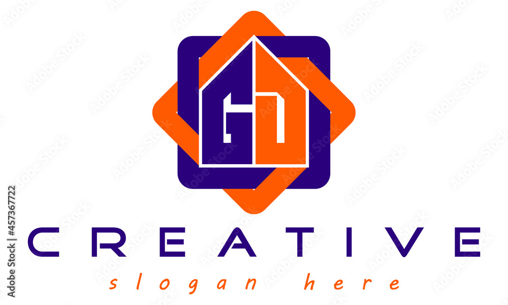 real estate GD letter logo with home sign logo design vector, house ...