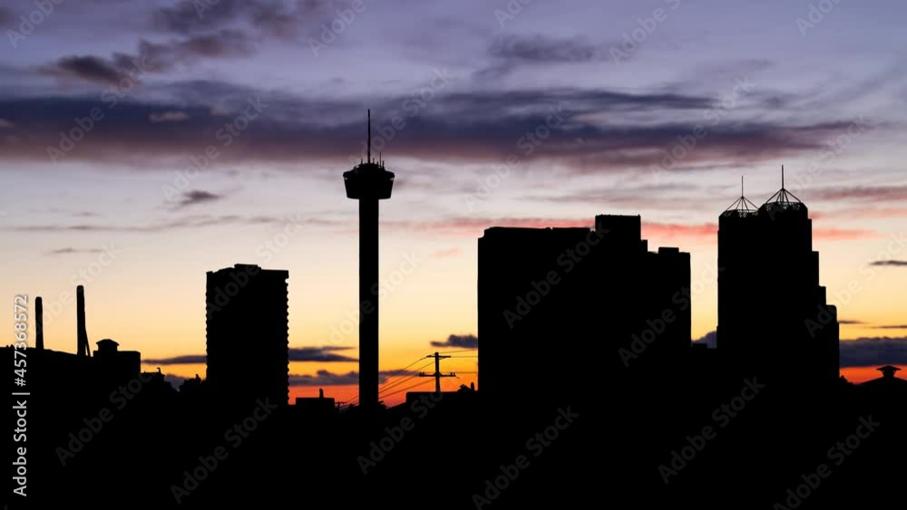 San Antonio Skyline at Twilight, Time Lapse with Colorful Sky and Dark ...