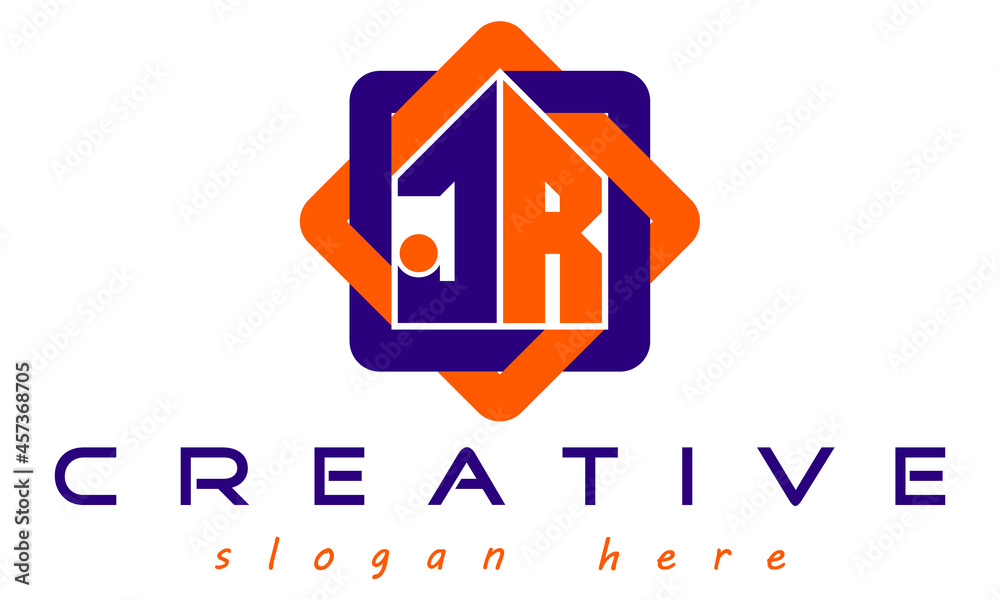real estate JR letter logo with home sign logo design vector, house ...