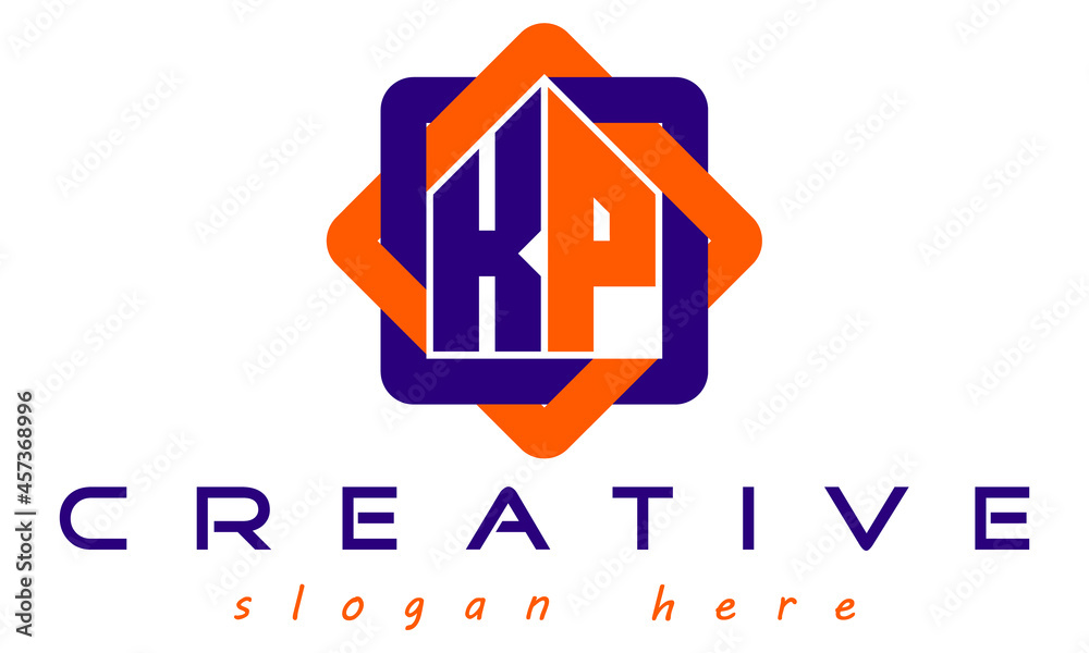 real estate KP letter logo with home sign logo design vector, house ...