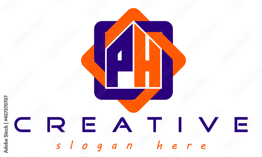 real estate PH letter logo with home sign logo design vector, house ...