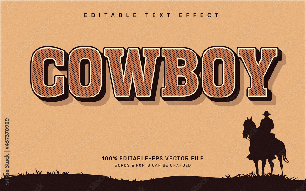 Vintage cowboy text effect Stock Vector | Adobe Stock