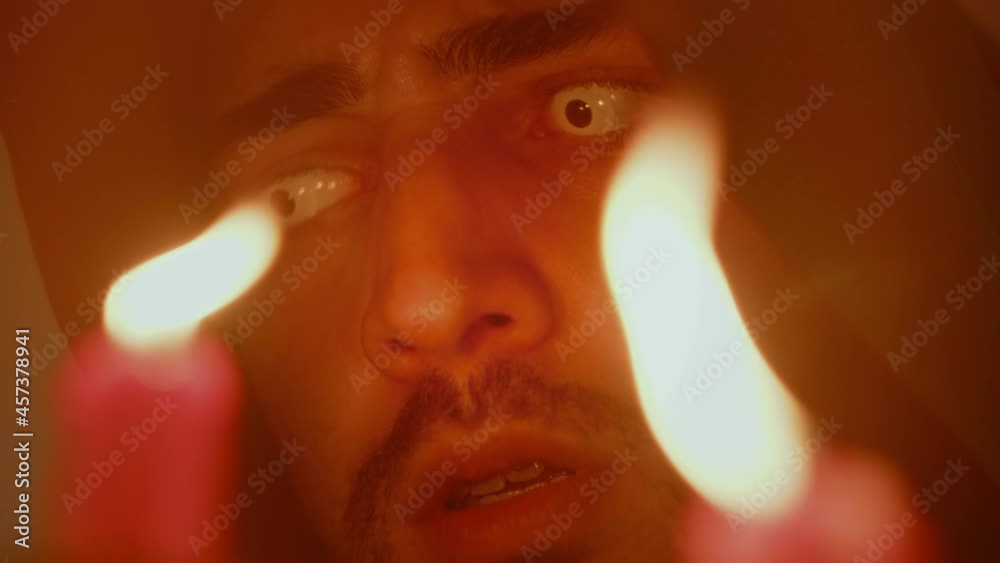 Evil sorcerer conjuring with burning candles, reading spell. Wicked ...