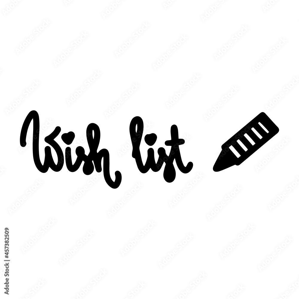Hand written Wish list lettering black pencil heart stock illustration ...