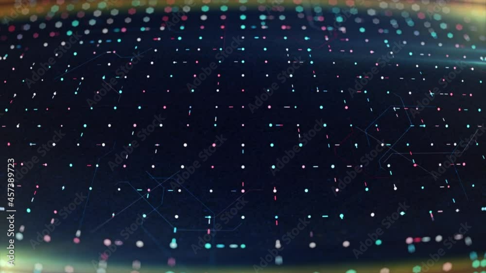 Moving points and circuits in motherboard. Animation. Beautiful chip ...