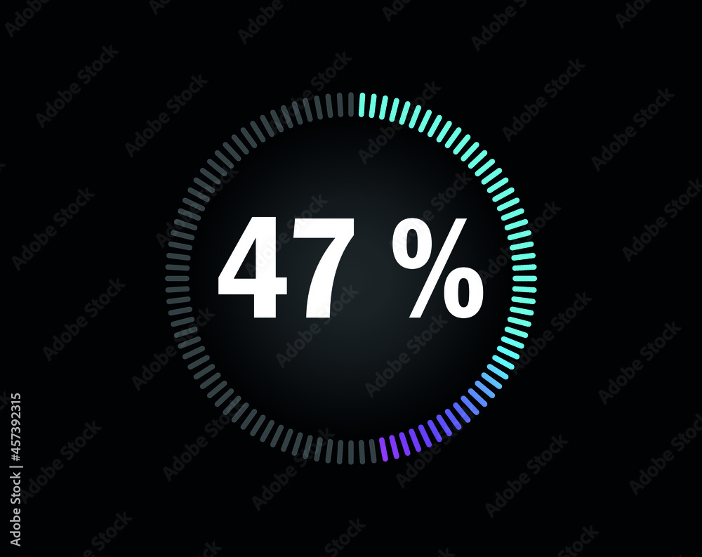 Percent circle diagram showing 47% - indicator with blue to pink ...