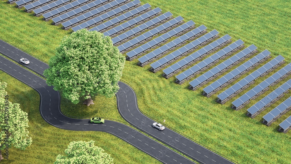 Foto de Green infrastructure equipped with a solar field and road ...