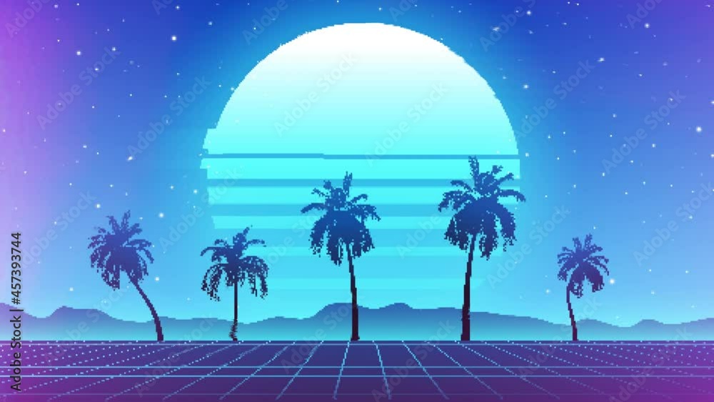 Synthwave glitch pixel art background Stock 비디오 | Adobe Stock