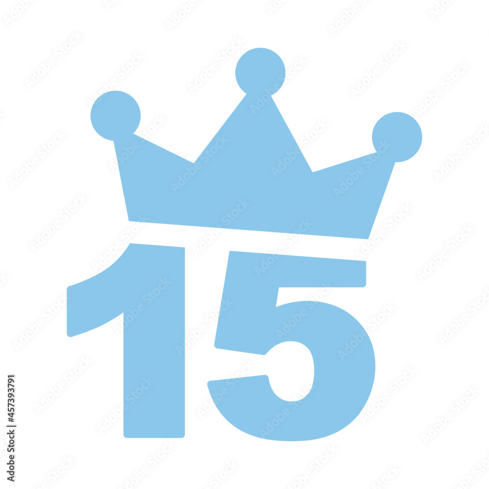 Vector illustration of 15th birthday party light blue clip art icon ...