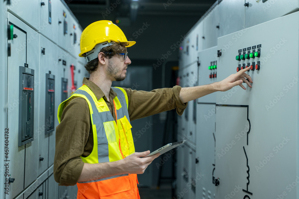 Electrical engineer checking status switchgear electrical energy Stock ... Electrical engineer checking status switchgear electrical energy Stock ...