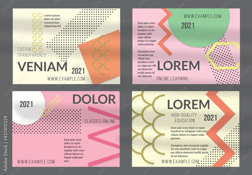 Flyer Layout with Paper Cut Simple Layered Geometric Shapes Stock ...