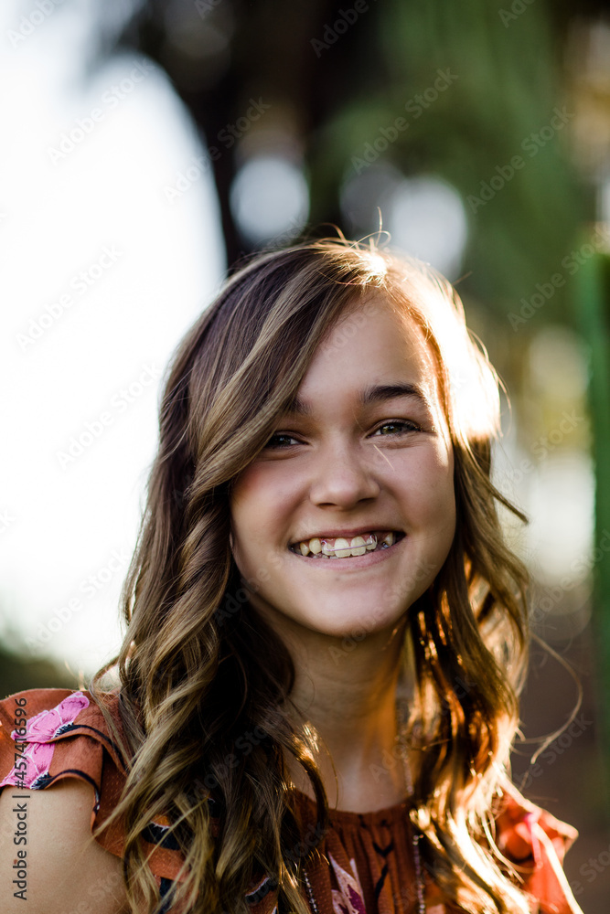 Portrait of 14 Year Old Girl in Desert Garden in San Diego Stock Photo ...