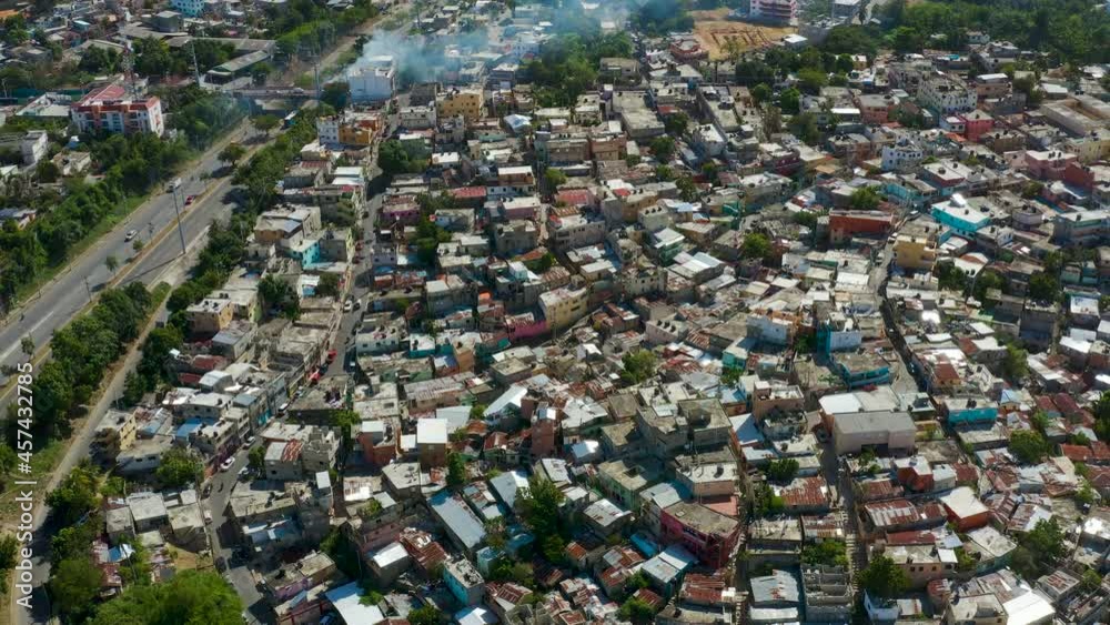 Aerial view of the slums of Santo Domingo Dominican Republic. Poor ...