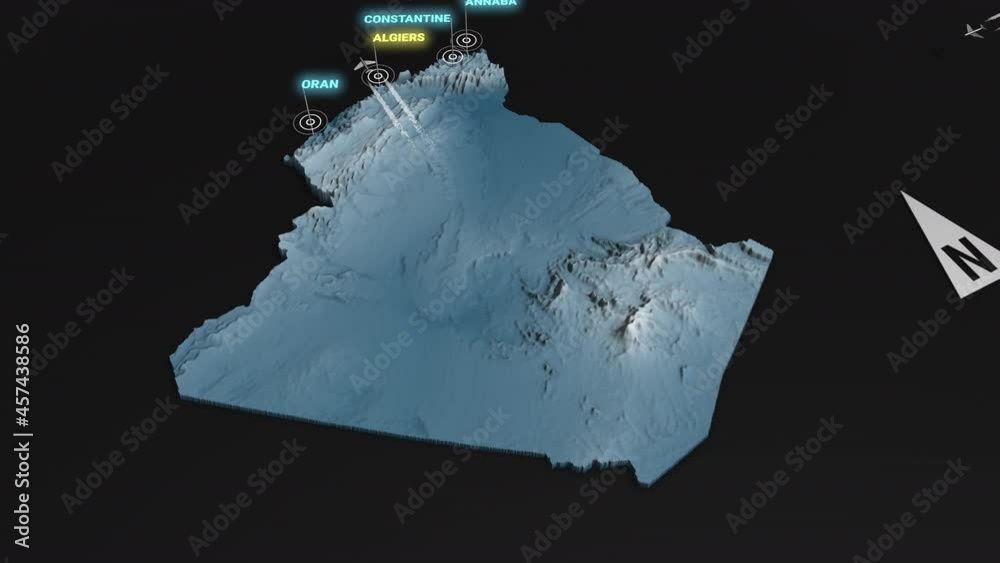Seamless looping animation of the 3d terrain map at nighttime of ...