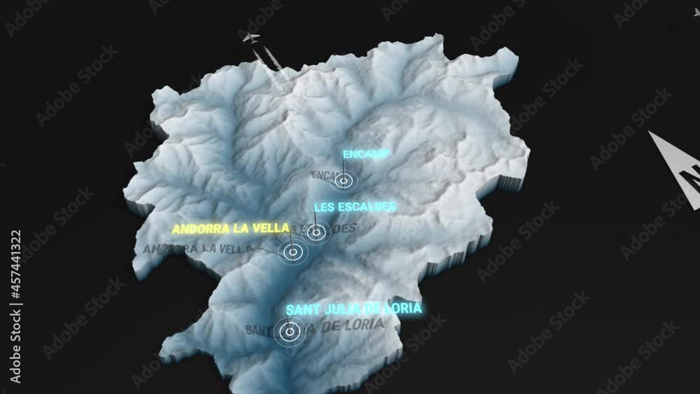Seamless looping animation of the 3d terrain map at nighttime of ...