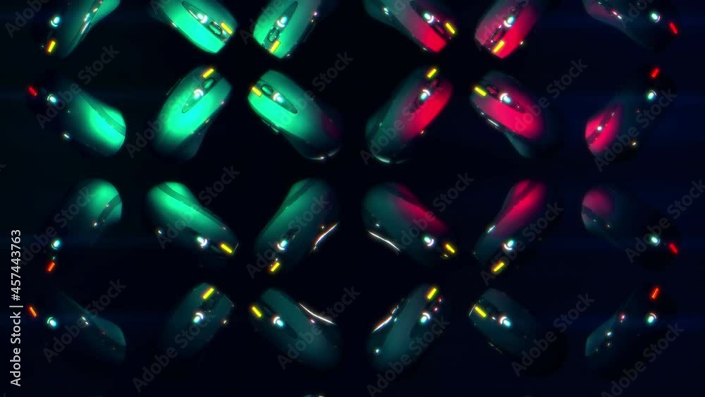 Creative Concept Of Rotating Rgb Lit Competitive Gaming Mouse On Dark ...