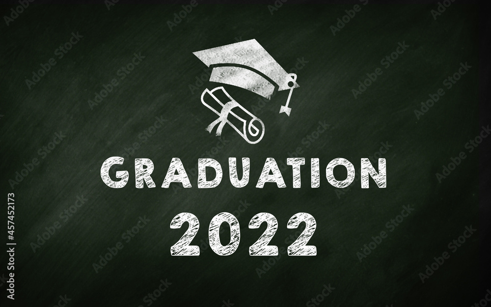 Graduation 2022 Concept With High School Student Hat Symbol On Green ...