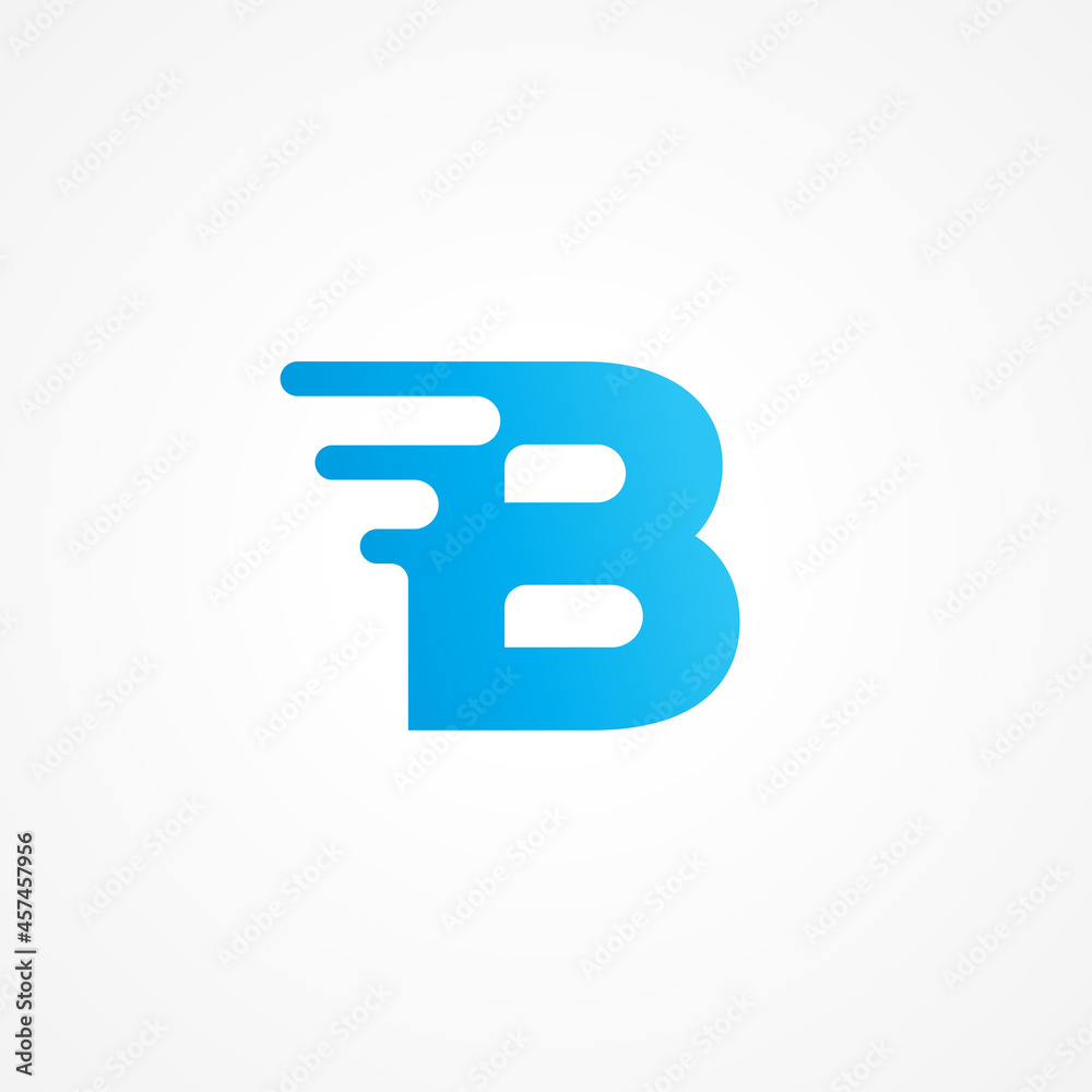Letter B shape streaking with fluid effect. Initial alphabet logo ...