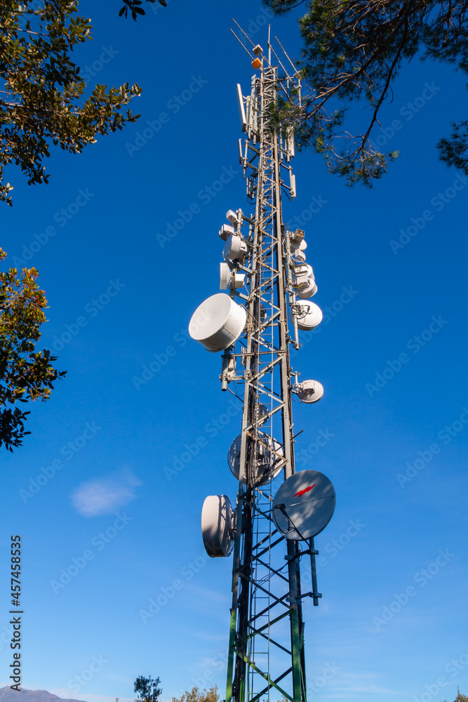 telecommunications tower of different mobile phone, radio and ...