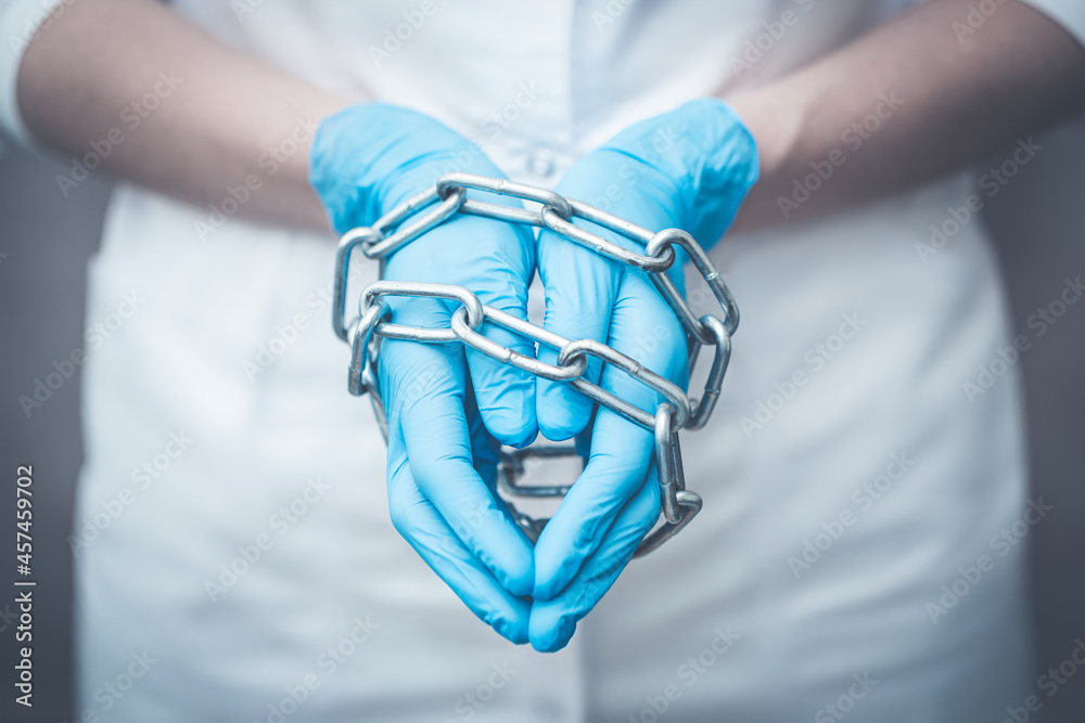 helpless doctor. doctor's hands are tied, the doctor's hands are chains ...