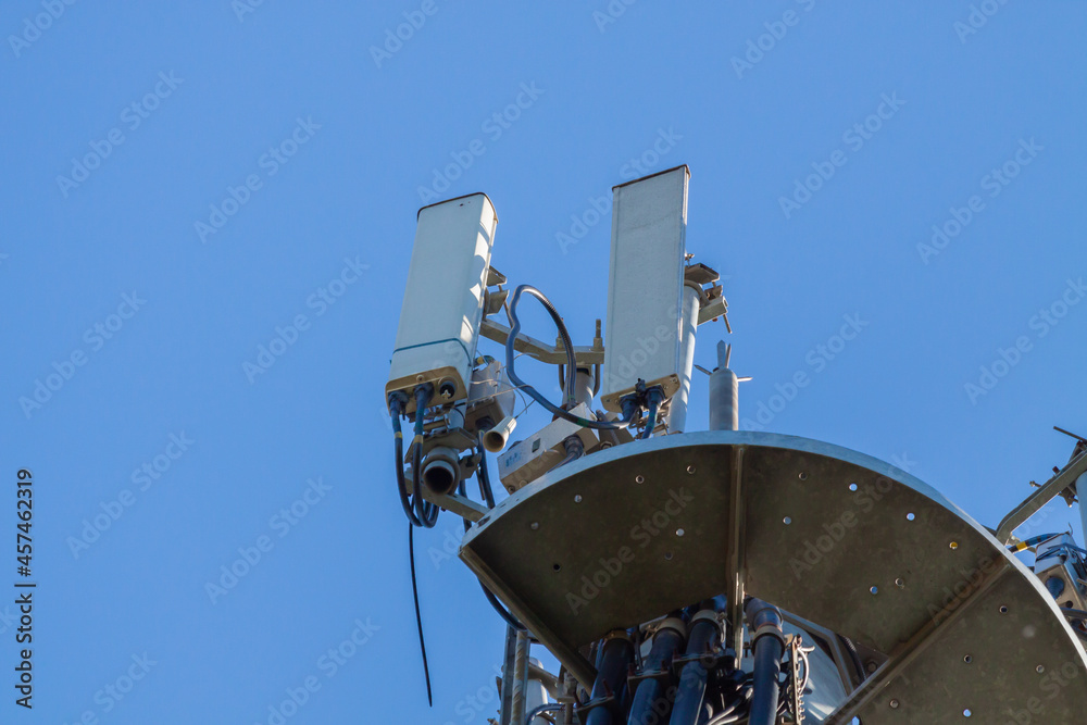 telecommunications tower of different mobile phone, radio and ...