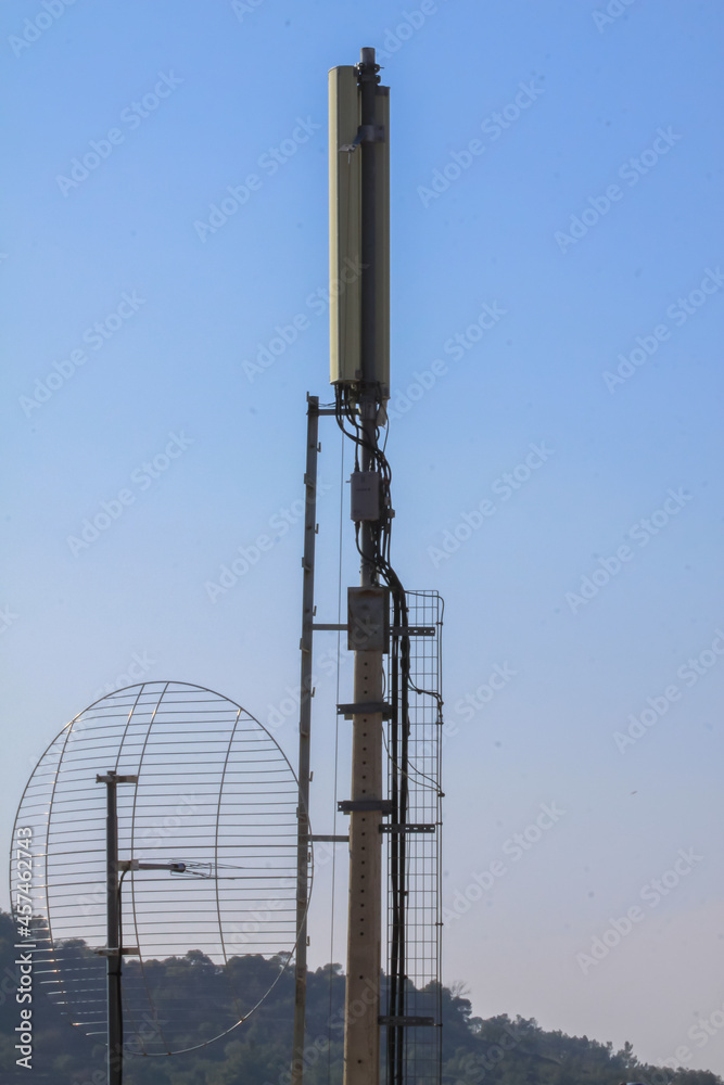 telecommunications tower of different mobile phone, radio and ...