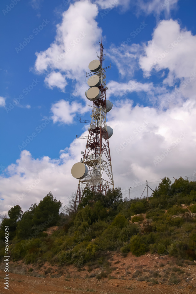 telecommunications tower of different mobile phone, radio and ...