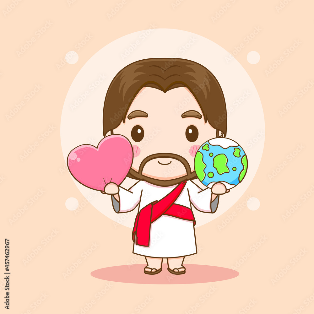 Cute Jesus chibi cartoon character Stock Vector | Adobe Stock