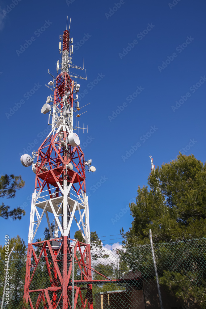 telecommunications tower of different mobile phone, radio and ...