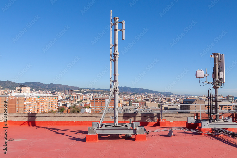 telecommunications tower of different mobile phone, radio and ...