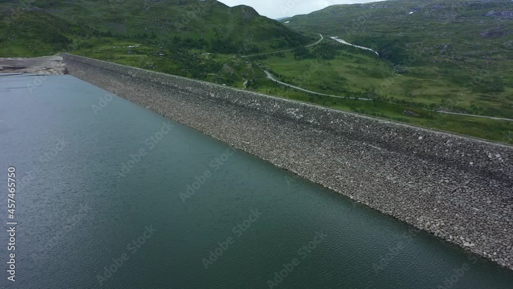 Top view inside water reservoir Sysendammen in Hardangervidda National ...