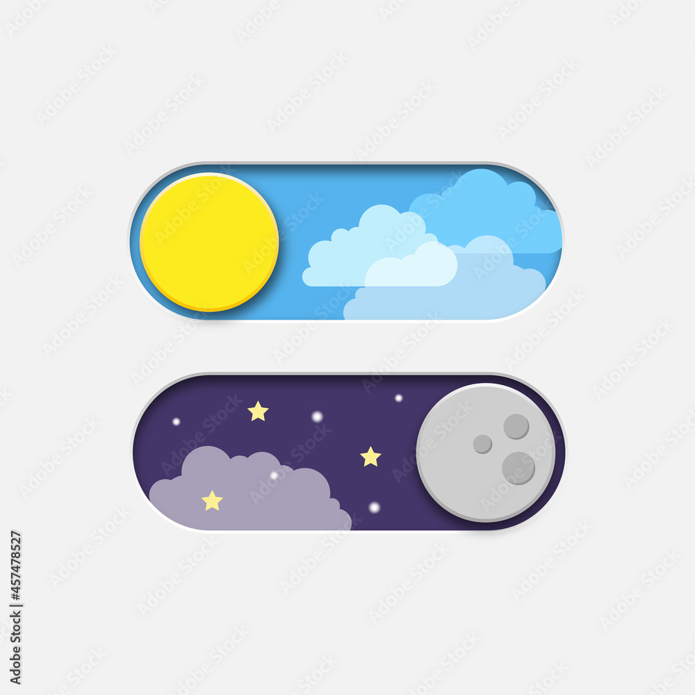 Set of buttons for night and day modes. Night, day switch. Night and ...