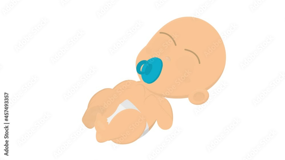 Crying baby. Animation of a newborn with a pacifier, alpha channel is ...