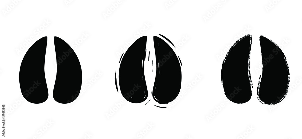 Cartoon deer hooves, footprint icon. Animal footstep pictogram. Flat ...