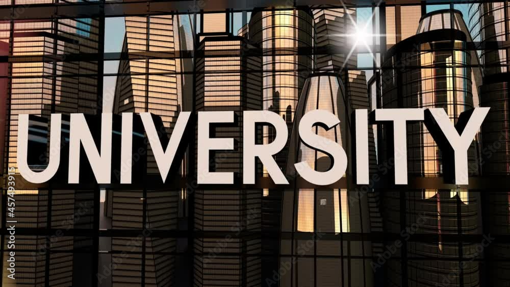 Vidéo Stock University - typographical concept, sun reflecting in glass ...