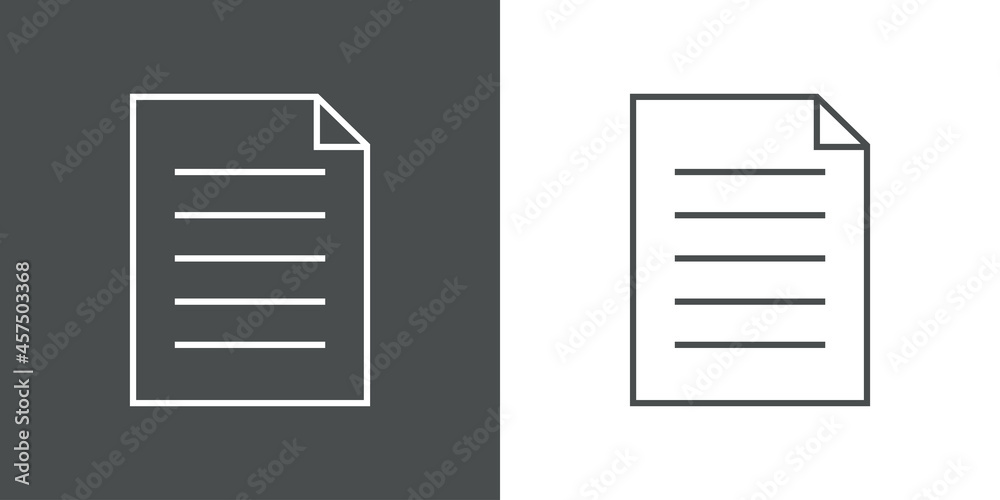 Icono plano hoja de papel con lineas en fondo gris y fondo blanco Stock ...