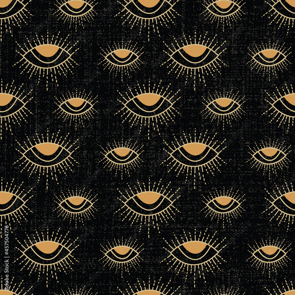Vector Celestial magic eye with texture seamless pattern background on ...